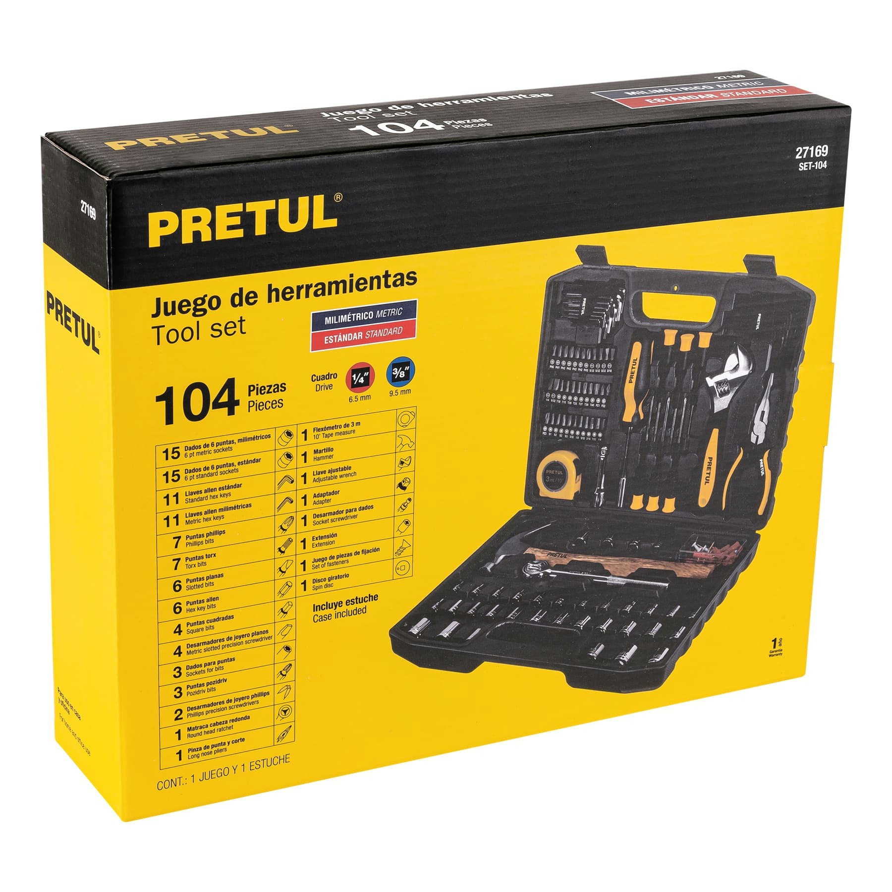 Juego De Herramienta Pretul Herramientas Set104 P/mecanica 104 Pzas ...