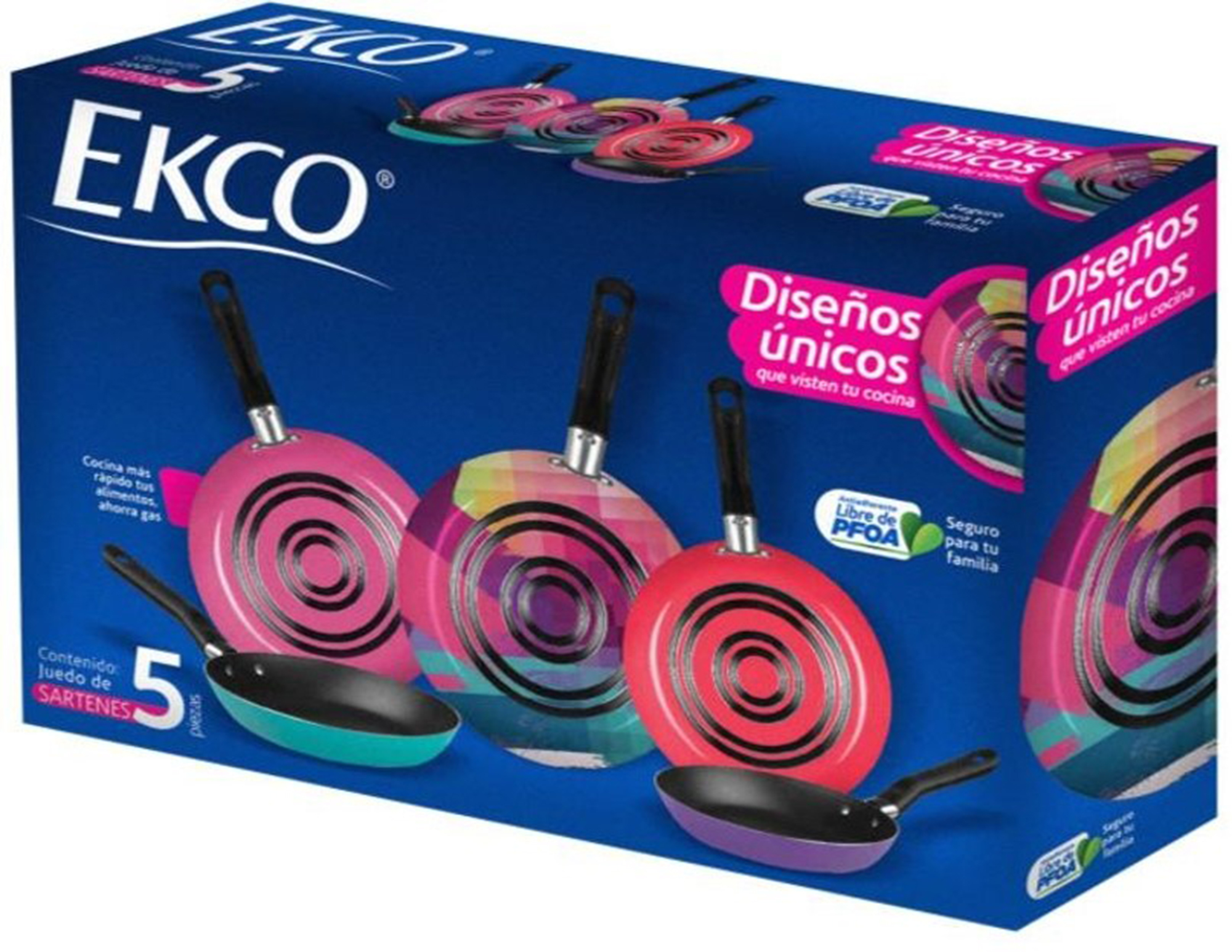 Juego De Sartenes Ekco 35969 Colores Ph | Mueblería Elizondo
